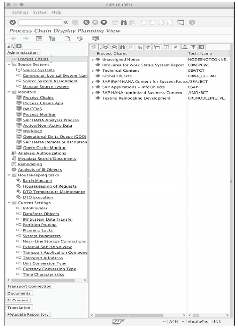 SAP BW/4HANA Process Chain Operations