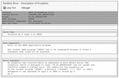 Unhandled Exceptions and Short Dumps in ABAP