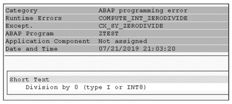Unhandled Exceptions and Short Dumps in ABAP