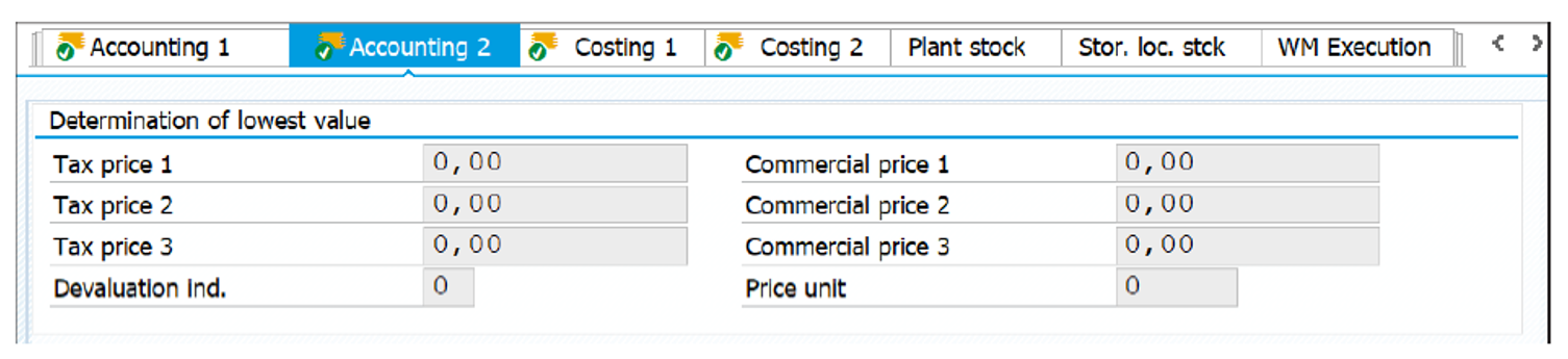 Accounting Views in the Material Master