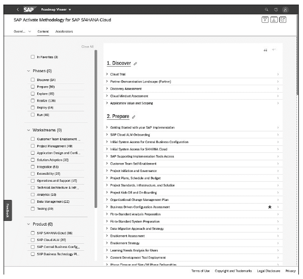 Using the Roadmap Viewer for SAP Activate Projects