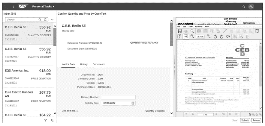 SAP Fiori Applications for Invoice Management with SAP