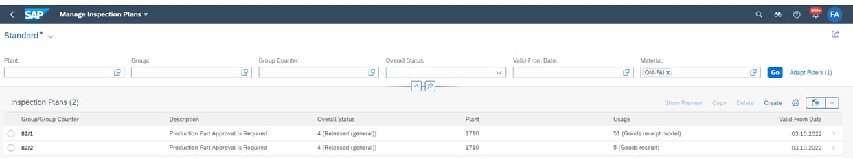 First Article Inspection for Production Part Approval in SAP S/4HANA