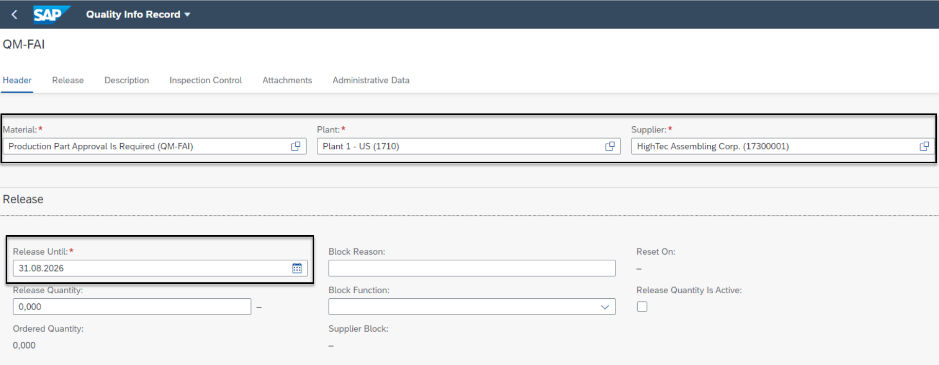 First Article Inspection for Production Part Approval in SAP S/4HANA