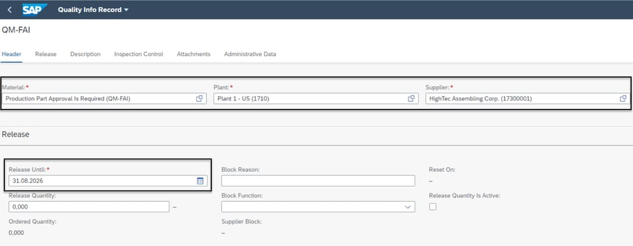 First Article Inspection for Production Part Approval in SAP S/4HANA