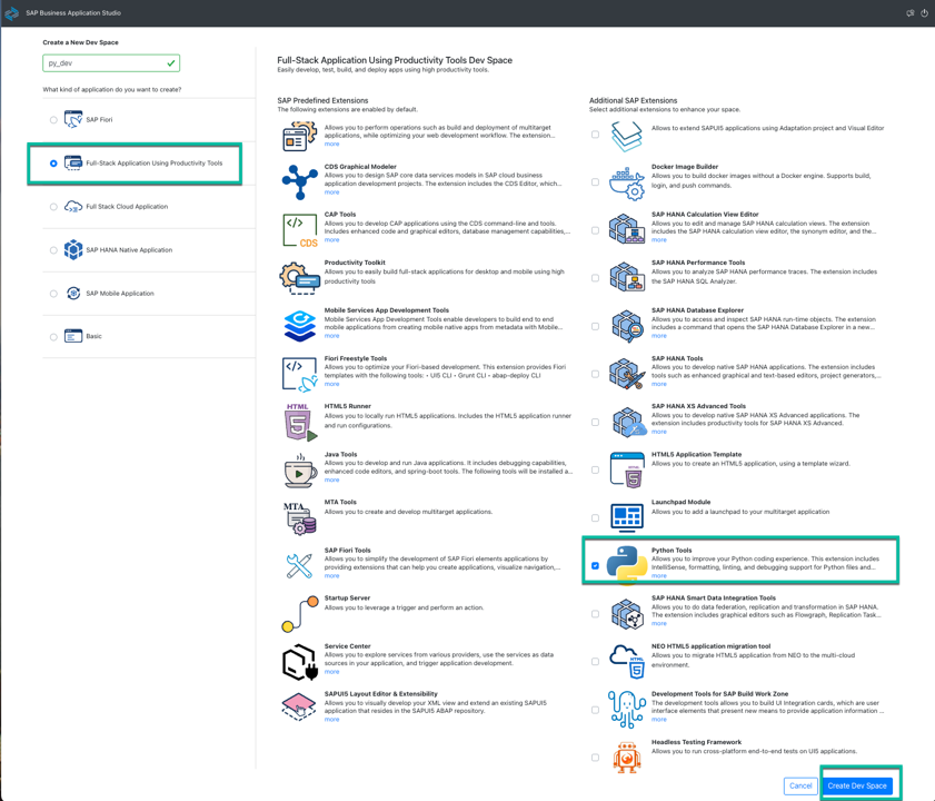 An Example of Python Development with SAP Business Application Studio