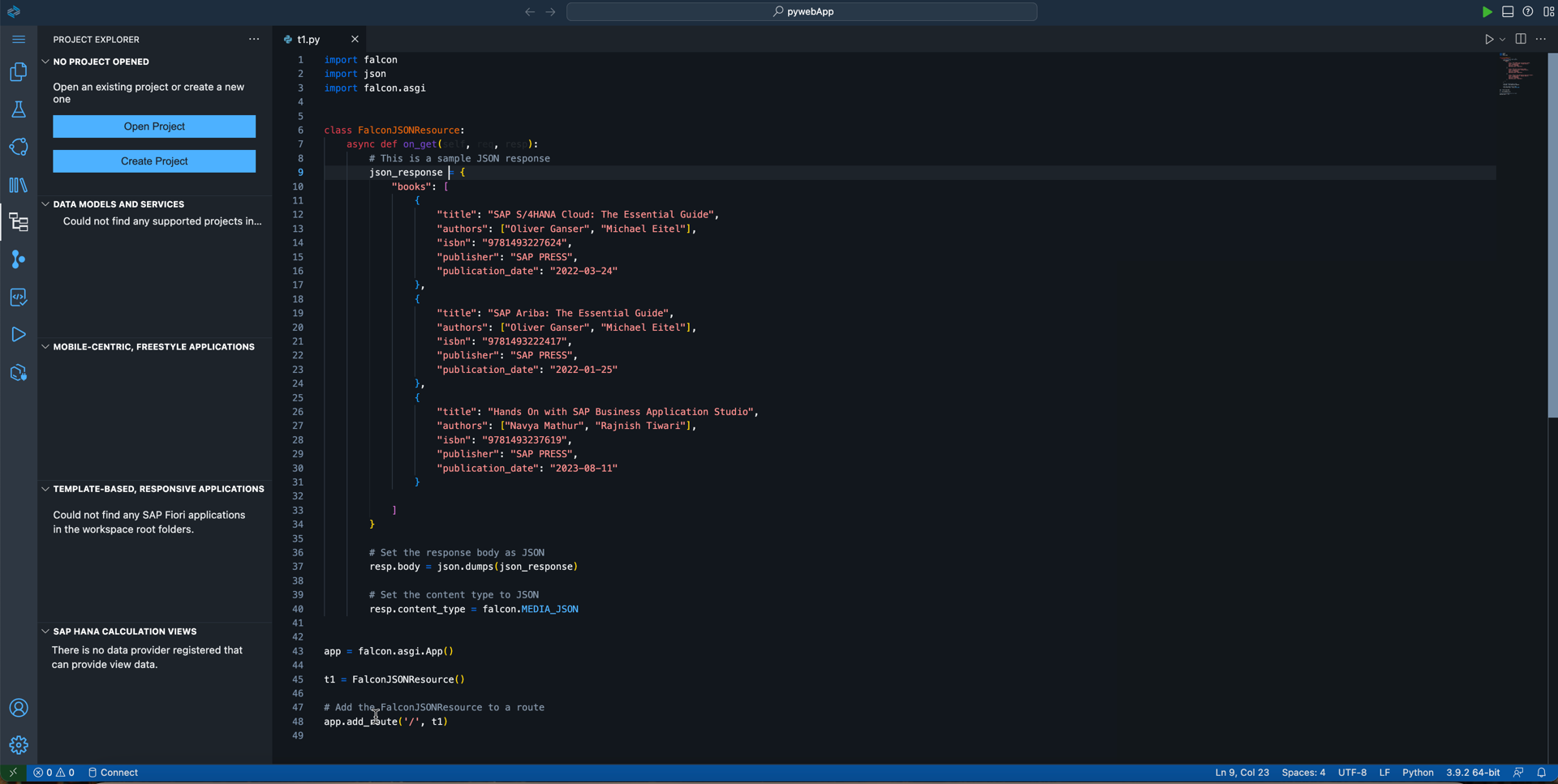An Example of Python Development with SAP Business Application Studio