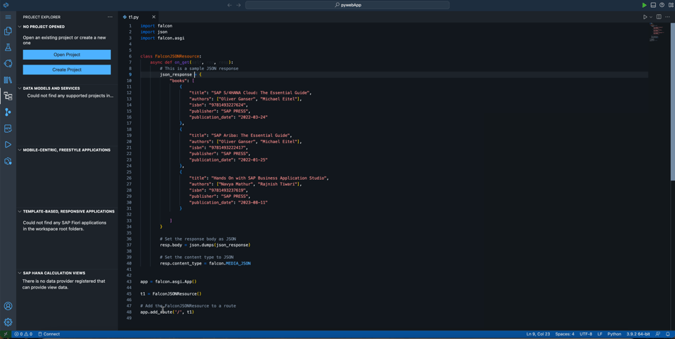 An Example of Python Development with SAP Business Application Studio