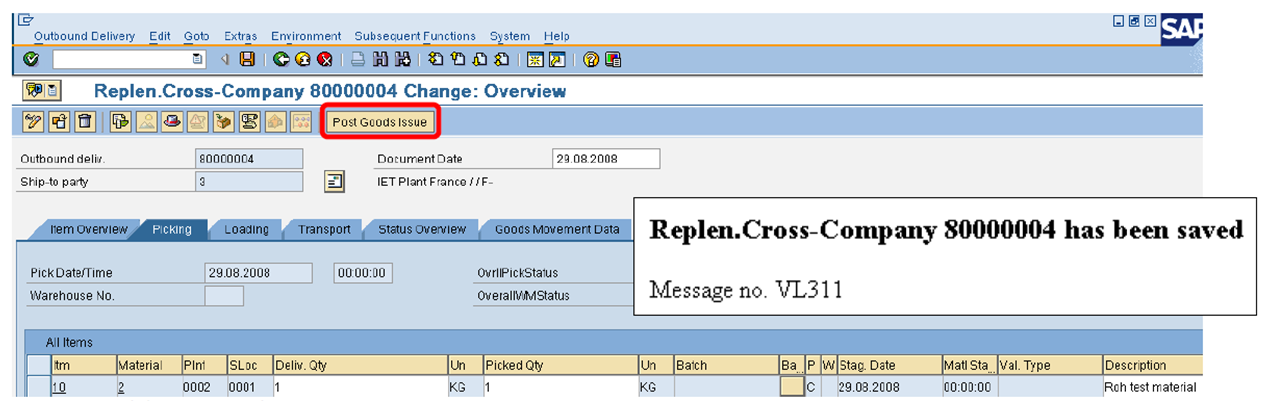 Using a Single SAP System for Intercompany Stock Transport Order Processes
