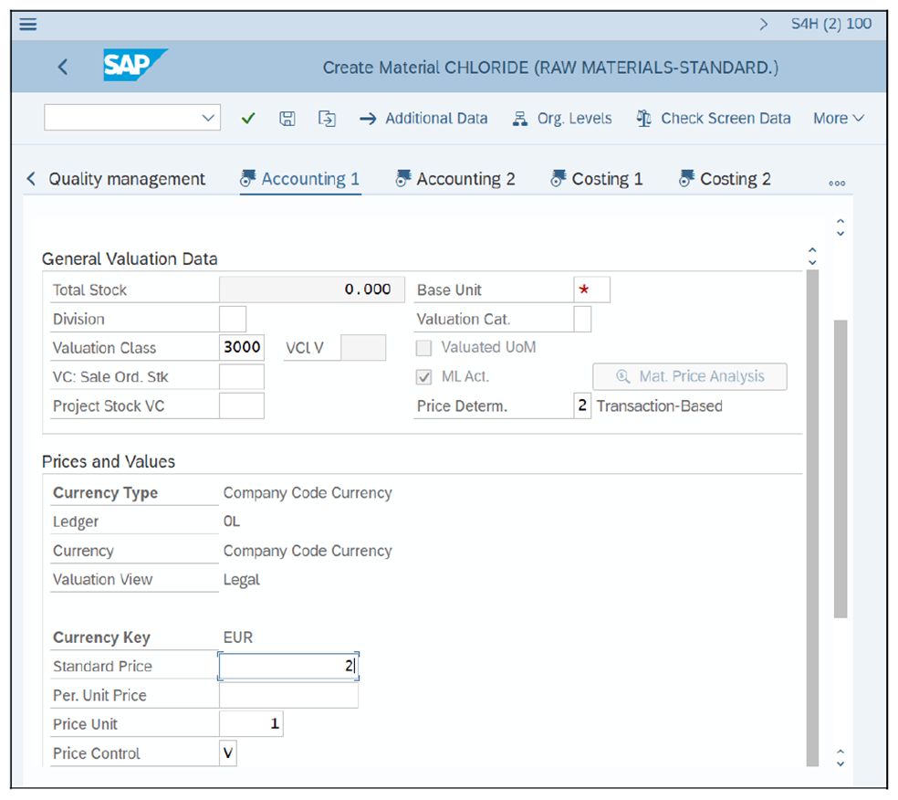 Product Costing in the Material Master in SAP S/4HANA