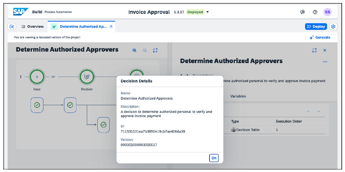 Central Decision Management in SAP Build Process Automation