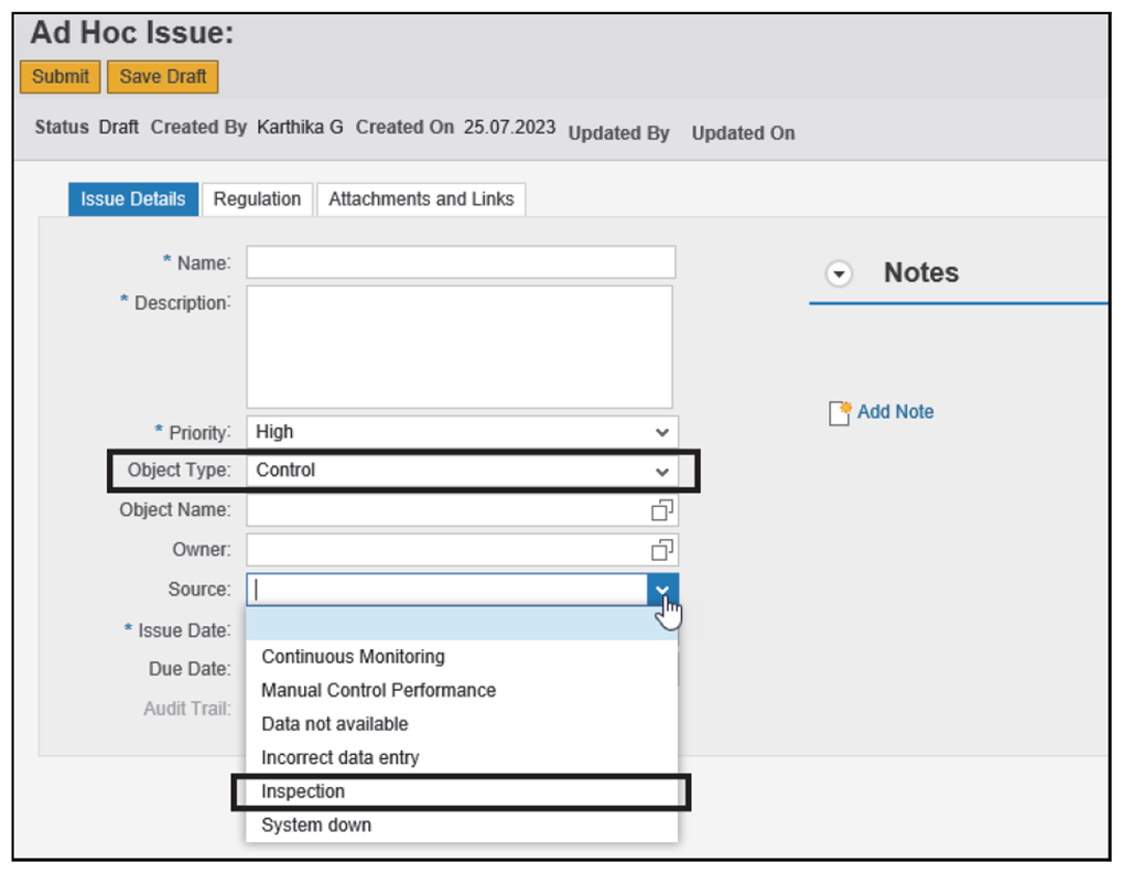Configuring Ad Hoc Issue Management in SAP Process Control