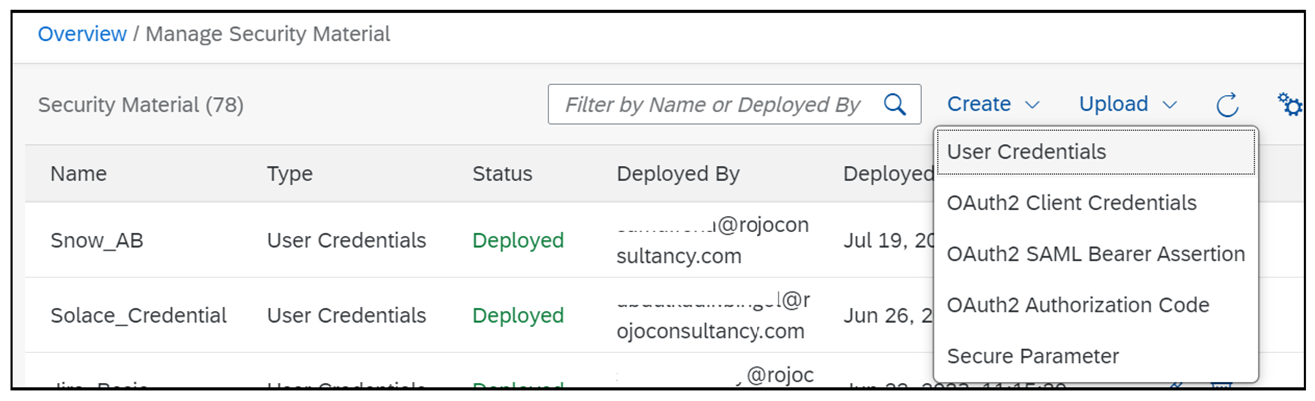 Maintaining Security Material with SAP Cloud Integration