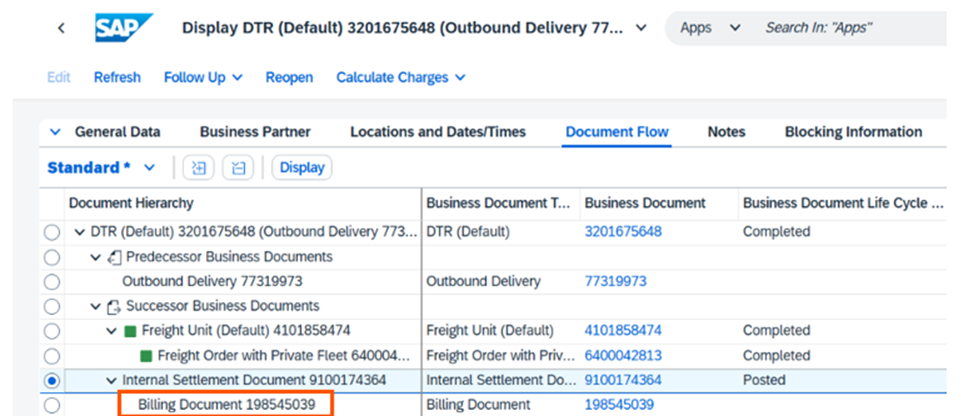 Internal Settlement in SAP S/4HANA Transportation Management